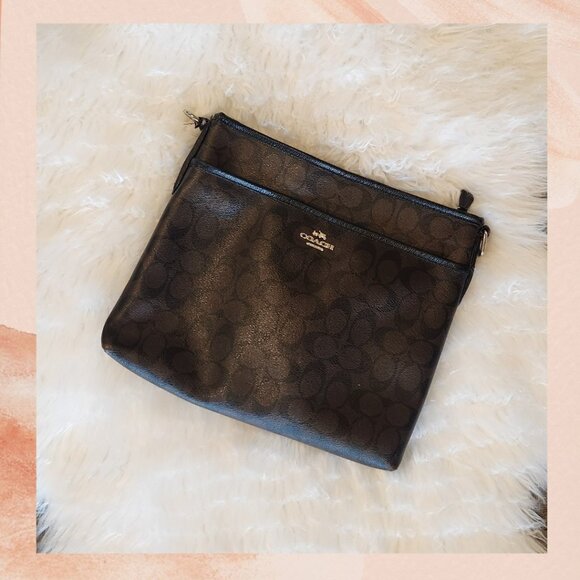 Coach | Bags | Coach Dark Brown Monogram Square Medium Satchel Bag ...